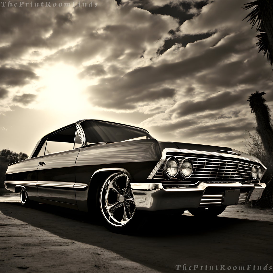 Chevy Impala Artwork Nostalgic 1964 Digital Print for Car Enthusiasts ...