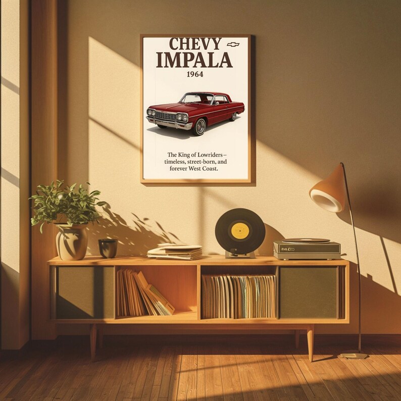 Chevy Impala Poster | Chicano Art | DIY Gift for Boyfriend | Masculine ...