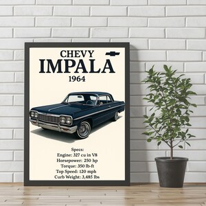 Chevy Impala Poster | Car Guy Gift for Father’s Day | Chicano Art ...