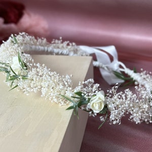 First Holy Communion Dried Flower Crown, White Headband for Communion ...