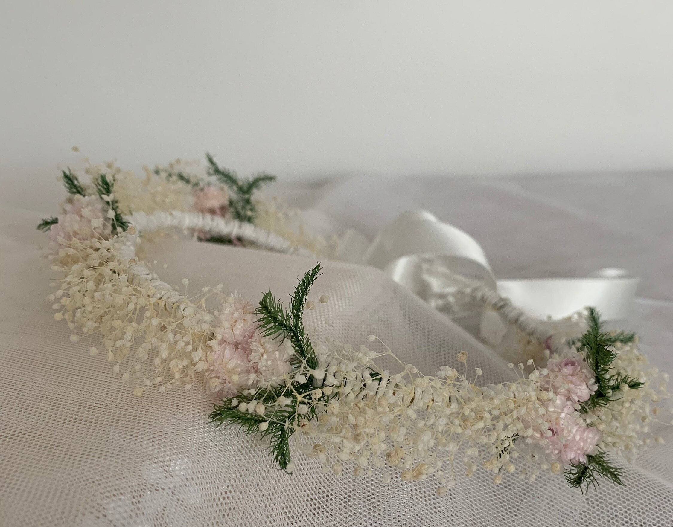 Communion Dried Flower Crown,baby's Breath Girl Wreath,first Holy ...