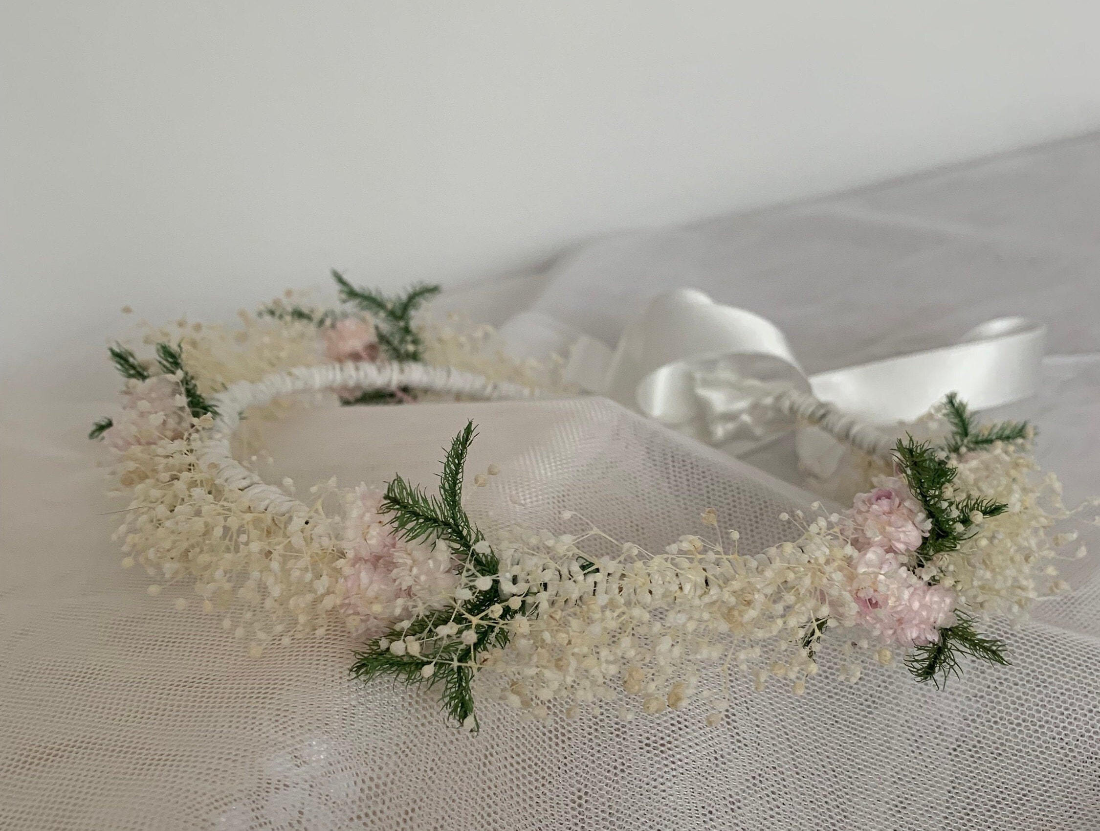Communion Dried Flower Crown,baby's Breath Girl Wreath,first Holy ...