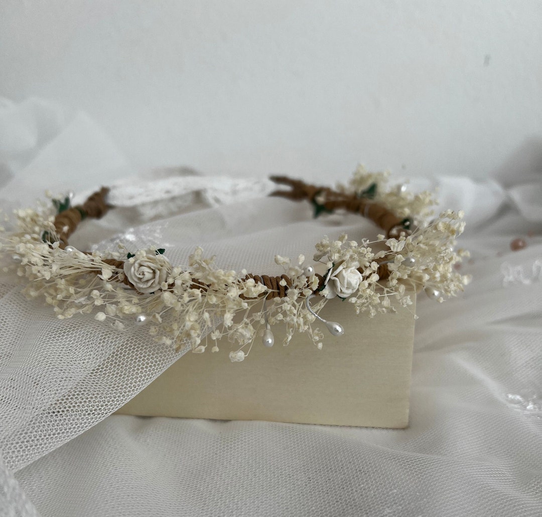 Baby's Breath Flower Crown, Natural Bridal Hair Wreath, Preserved Baby ...