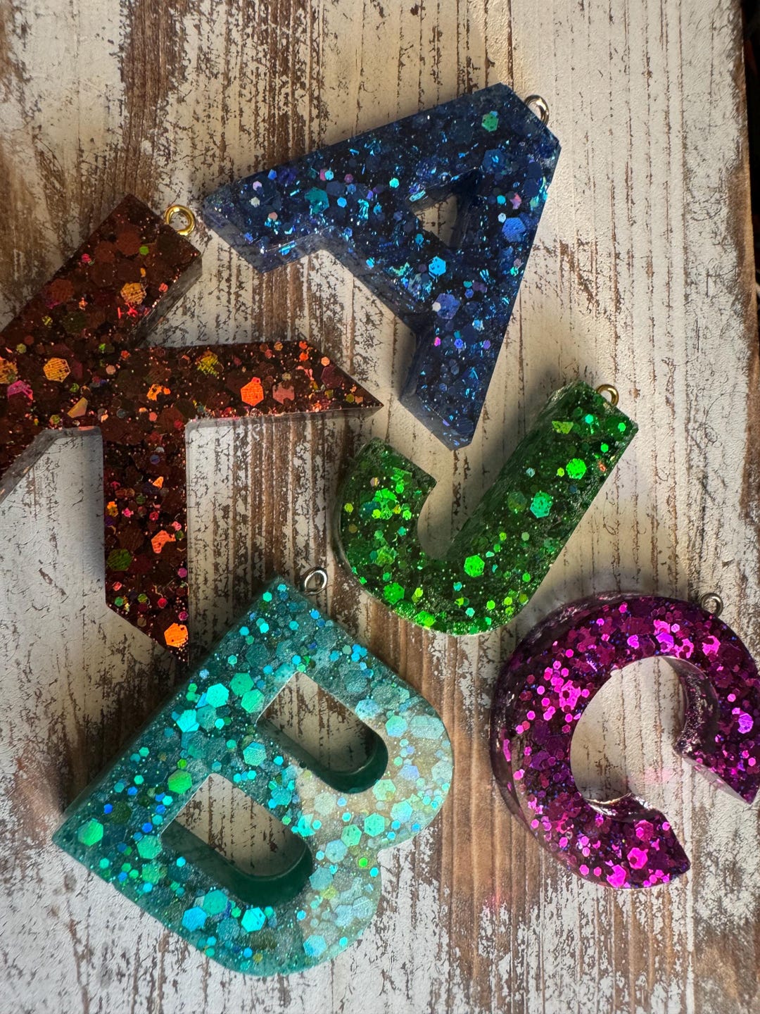 Personalized Letter Keychain With Chunky Glitter - Etsy