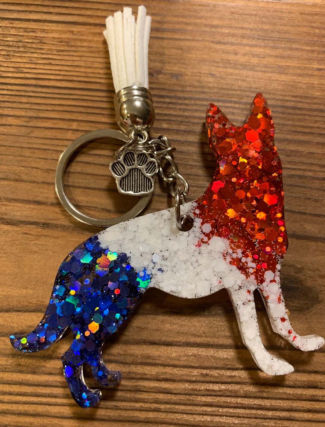 Red, White & Blue Glitter Keychain - Etsy