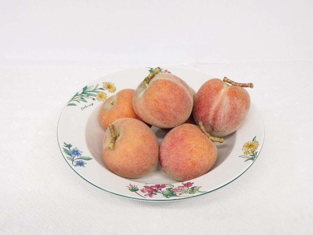 Sugar Fruit Decor, Beaded Peaches, Peach Table Decor, Kitchy Farmhouse ...