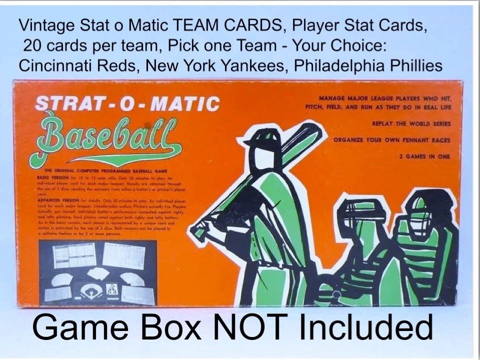 Vintage Stat O Matic TEAM CARDS Only, Player Stats, 20 Cards per Team ...