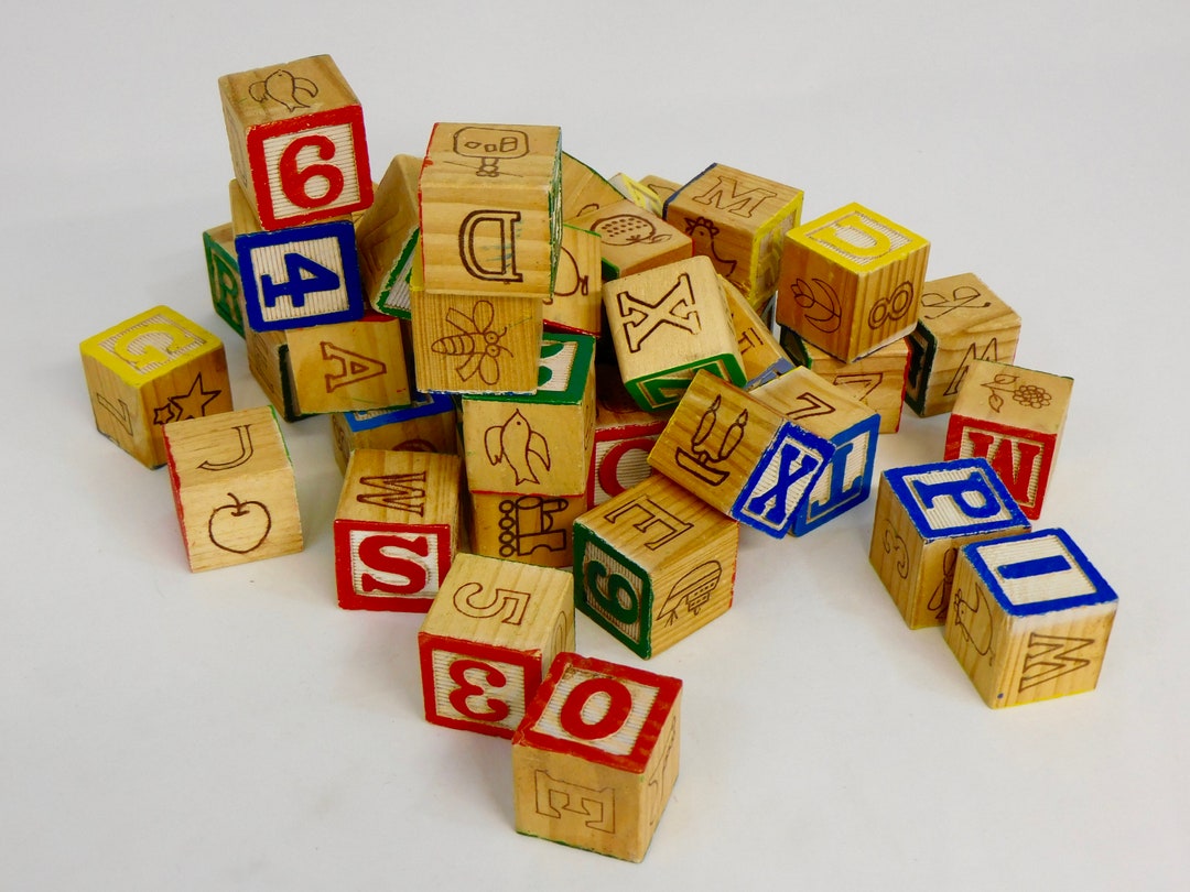 Wooden Blocks Wooden ABC Blocks Primary Color Children's - Etsy