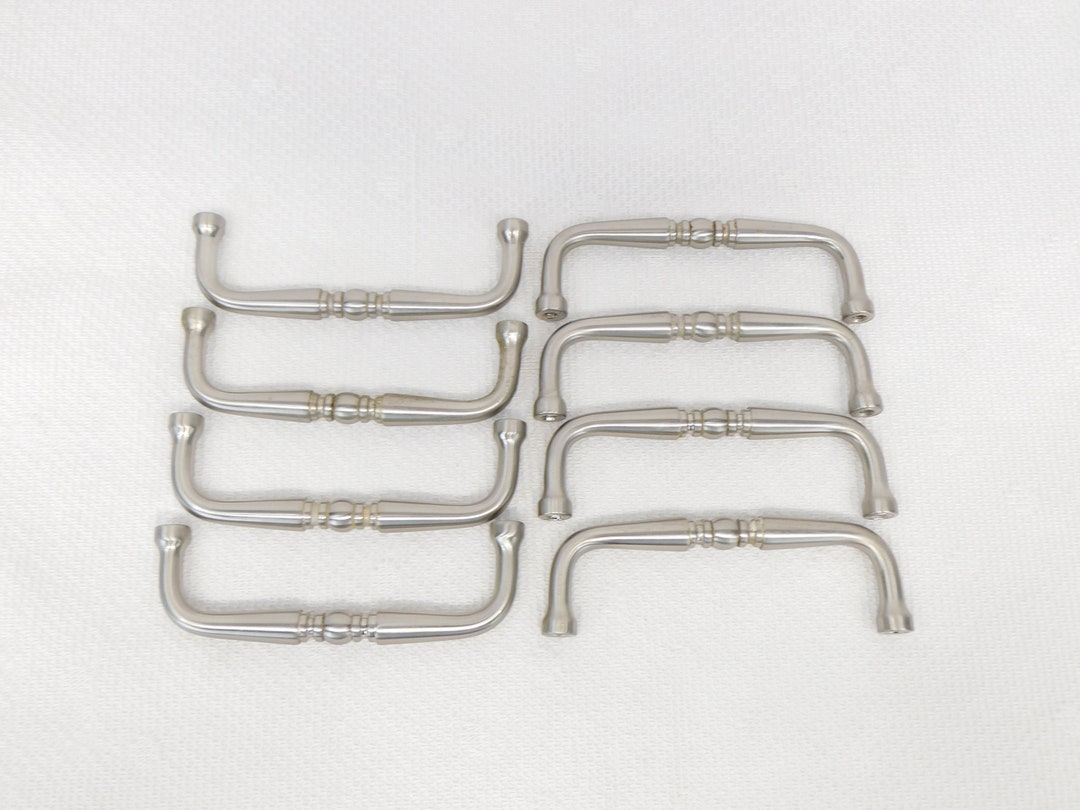 Cabinet and Drawer Pull Woodworking Hardware Brushed Nickel Silver Set ...