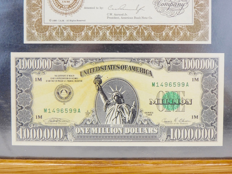 One Million Dollar Bill Complete With Certificate of Authenticity by ...