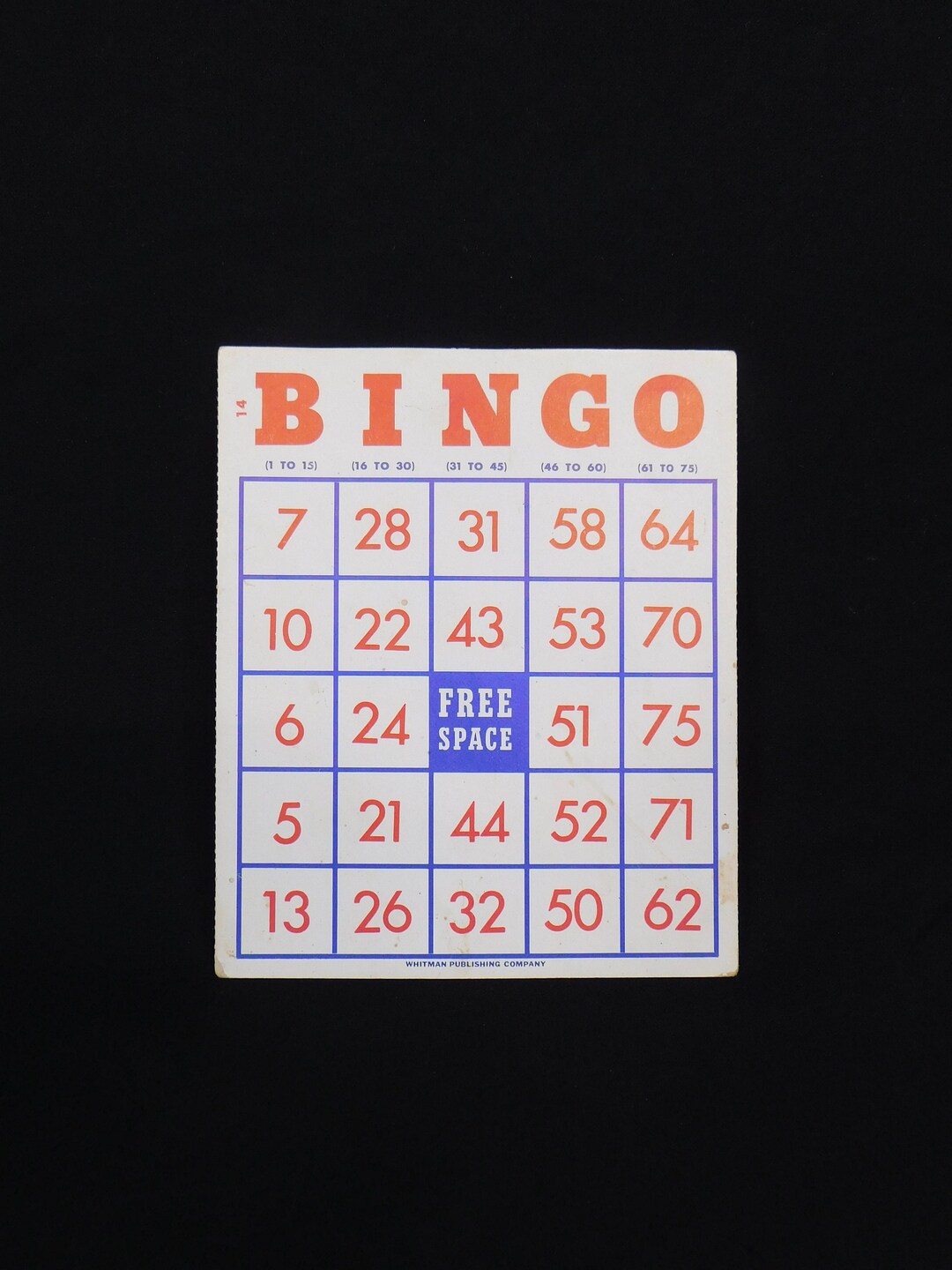 BINGO Card Red White and Blue Paper Ephemera, Junk Journaling, Game ...