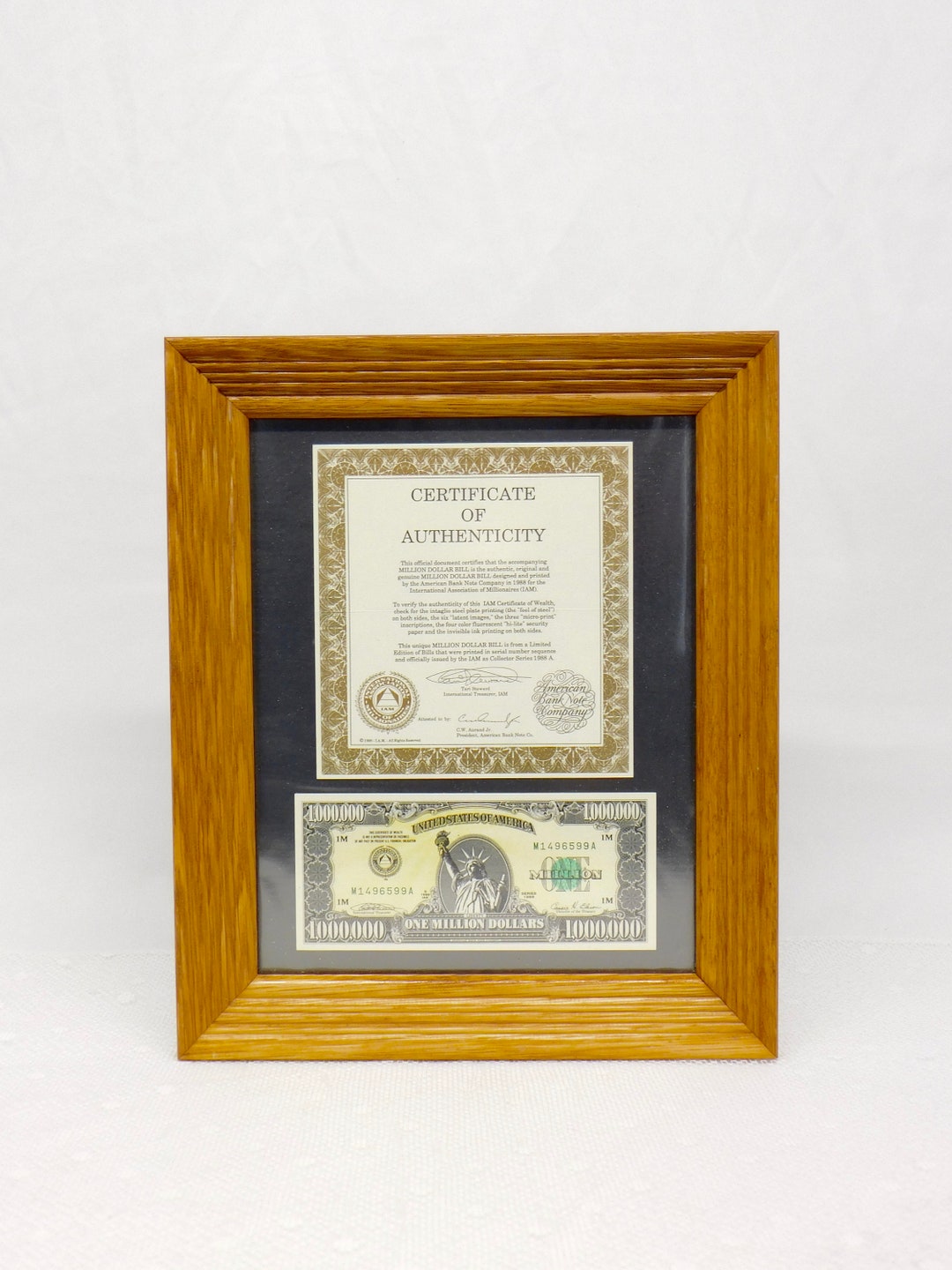 One Million Dollar Bill Complete With Certificate of Authenticity by ...