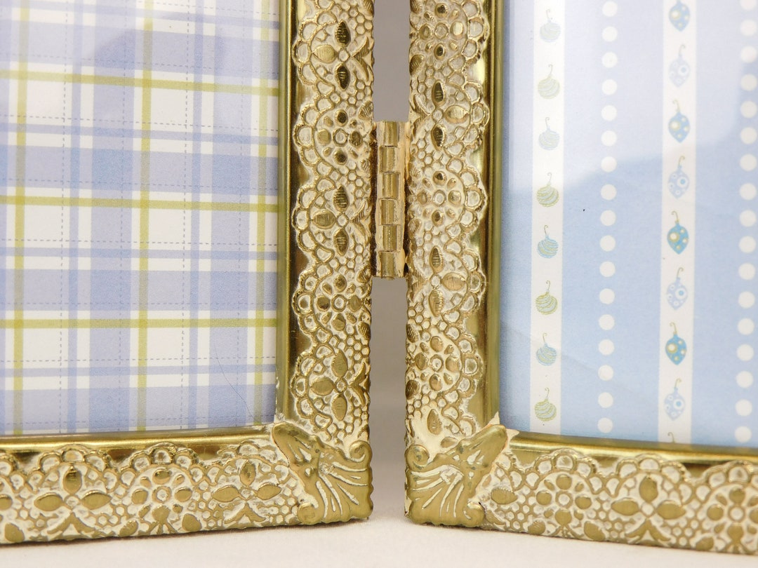 Bi-fold Picture Frame, Embossed Bronze Tone Metal, Double 8 X 10 Wall ...