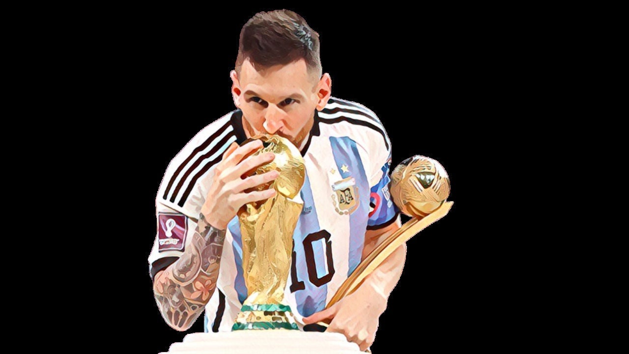 Messi PNG Lionel Messi World Cup Kiss 2022 Quatar Argentina Barcelona ...