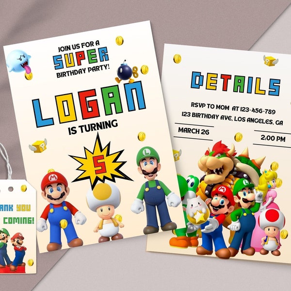 Super Mario Brothers Movie Birthday Invitation - Etsy