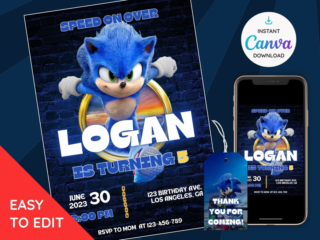 Invitación de Sonic / Invitación de cumpleaños de Sonic / - Etsy México