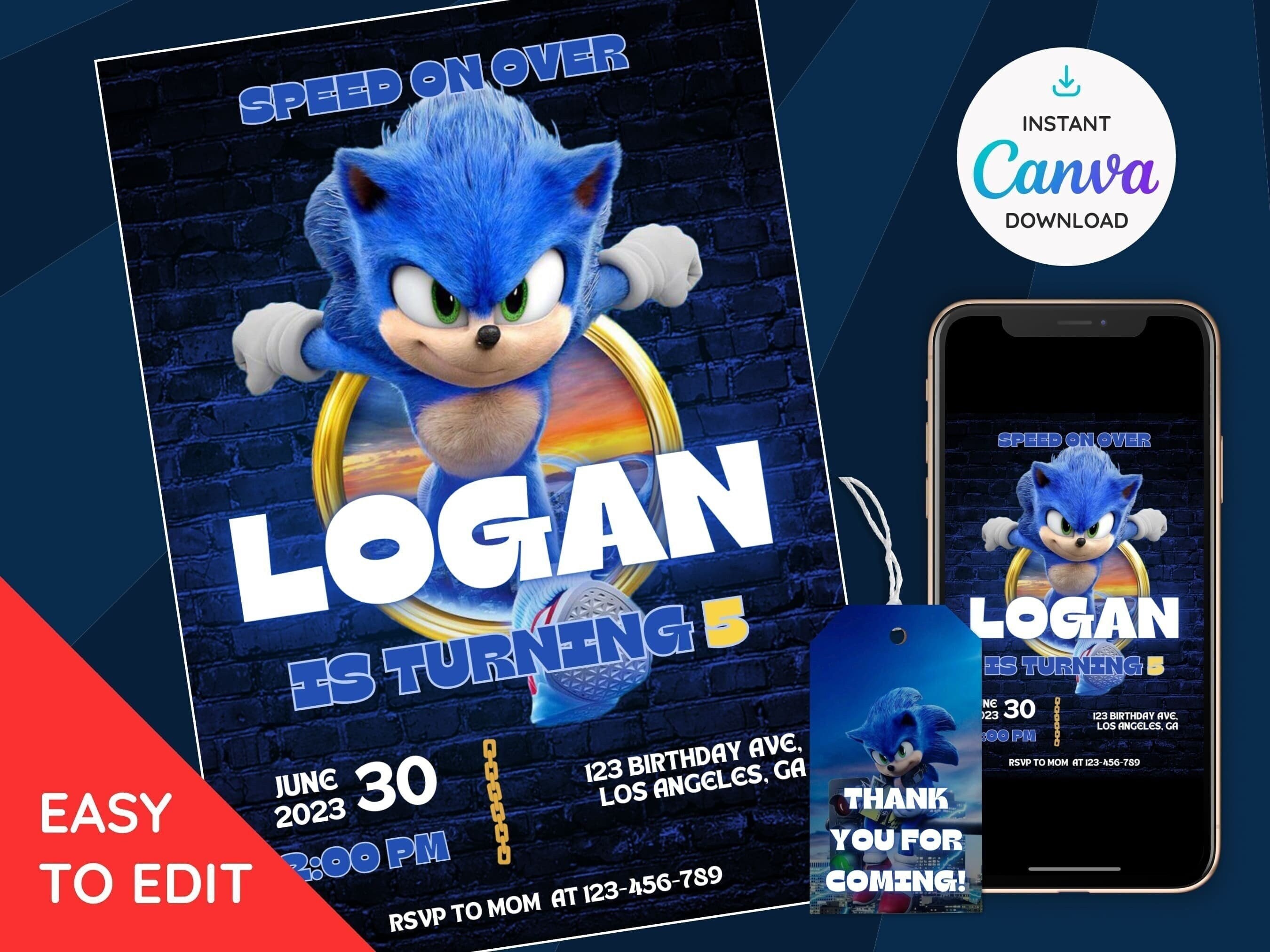 Invitación de Sonic / Invitación de cumpleaños de Sonic / Invitación de ...