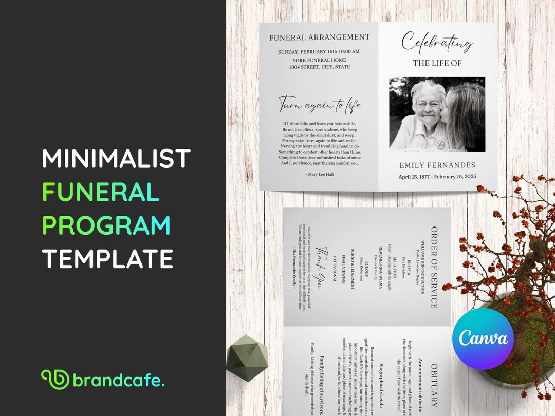 Funeral Program Template for Man Editable in Canva - Etsy