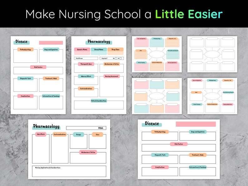 Printable Nurse Student Study Guide Nursing Notes BUNDLE - Etsy