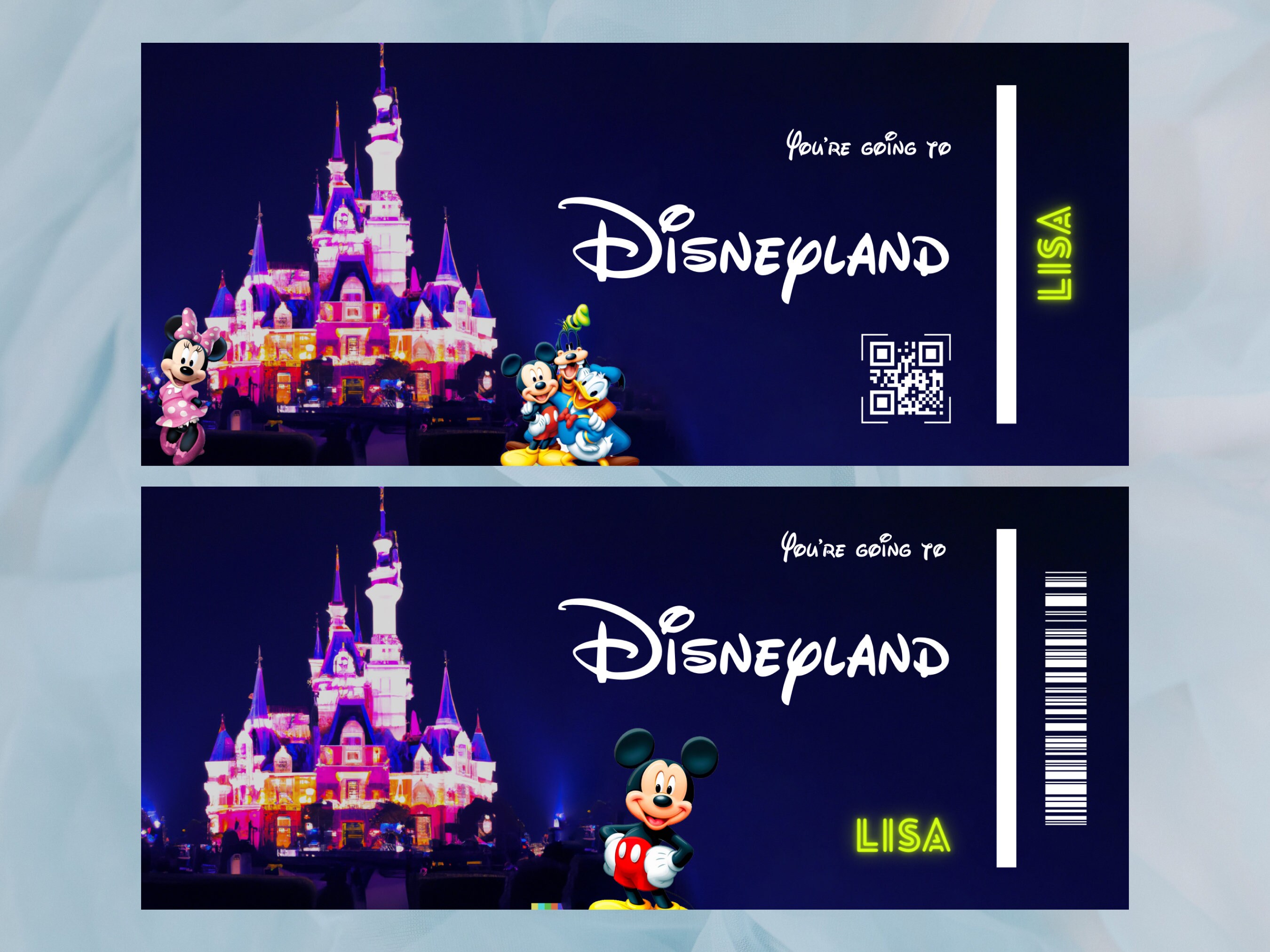 Disneyland Ticket Template Editable in Canva, Surprise Trip Reveal ...