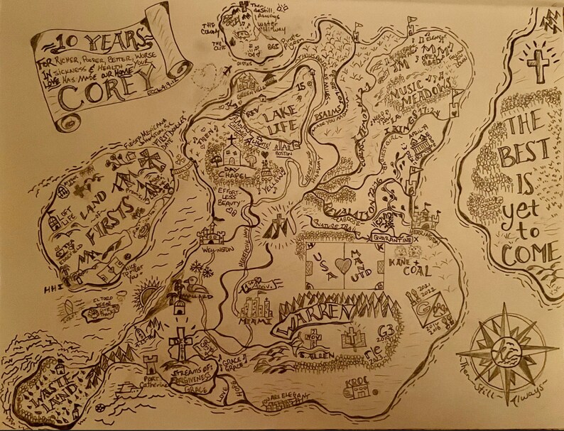 Custom Romantic Map Chart Your Love Story - Etsy