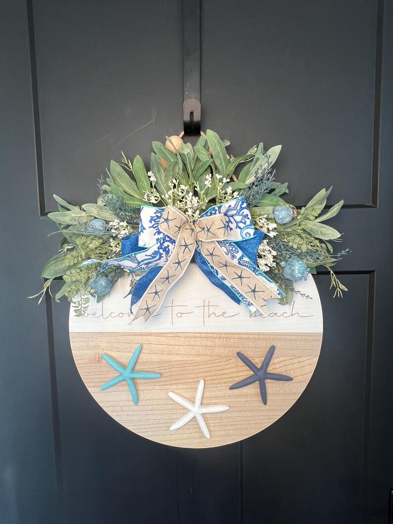 Welcome to the Beach Door Hanger, Beach Theme Door Decor for Condo ...