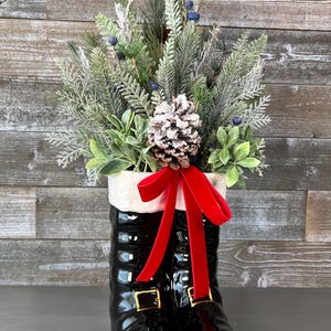 Santa Boots Arrangement for Christmas Decor, St. Nick Boots Floral ...