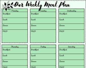Meal Planner Worksheet - Etsy