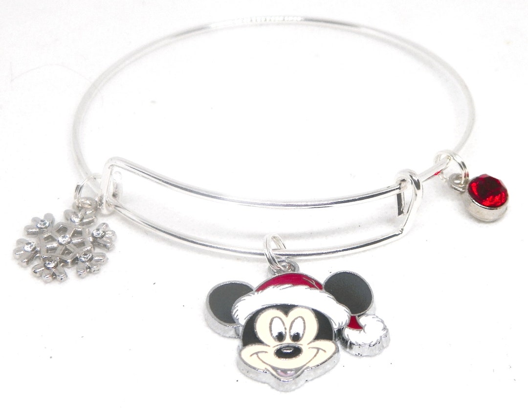 Mickey Mouse Santa Bangle Charm Bracelet - Etsy