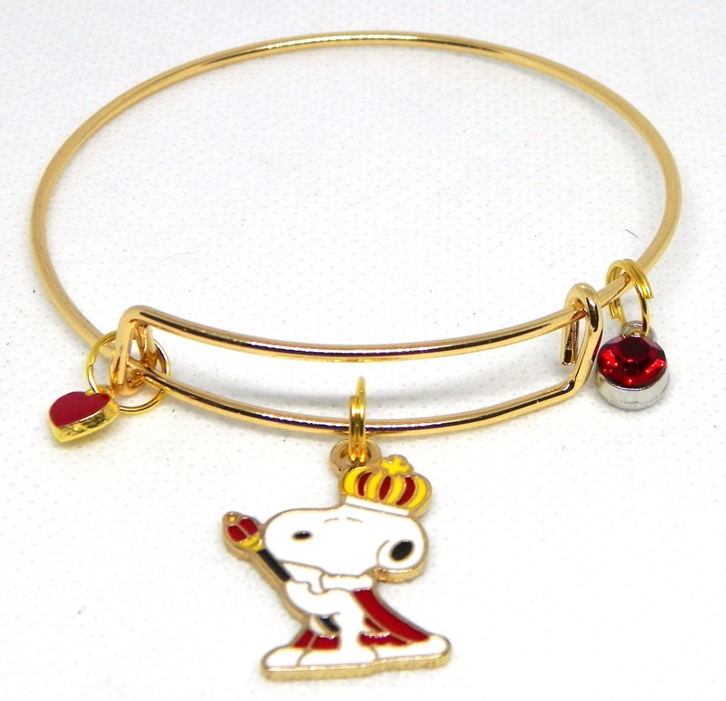 King Snoopy Bangle Charm Bracelet - Etsy