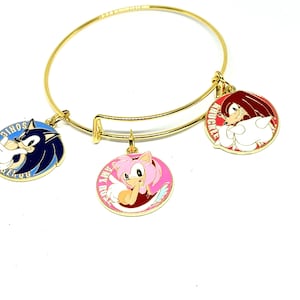 Sonic Amy Rose Knuckles Bangle Charm Bracelet - Etsy