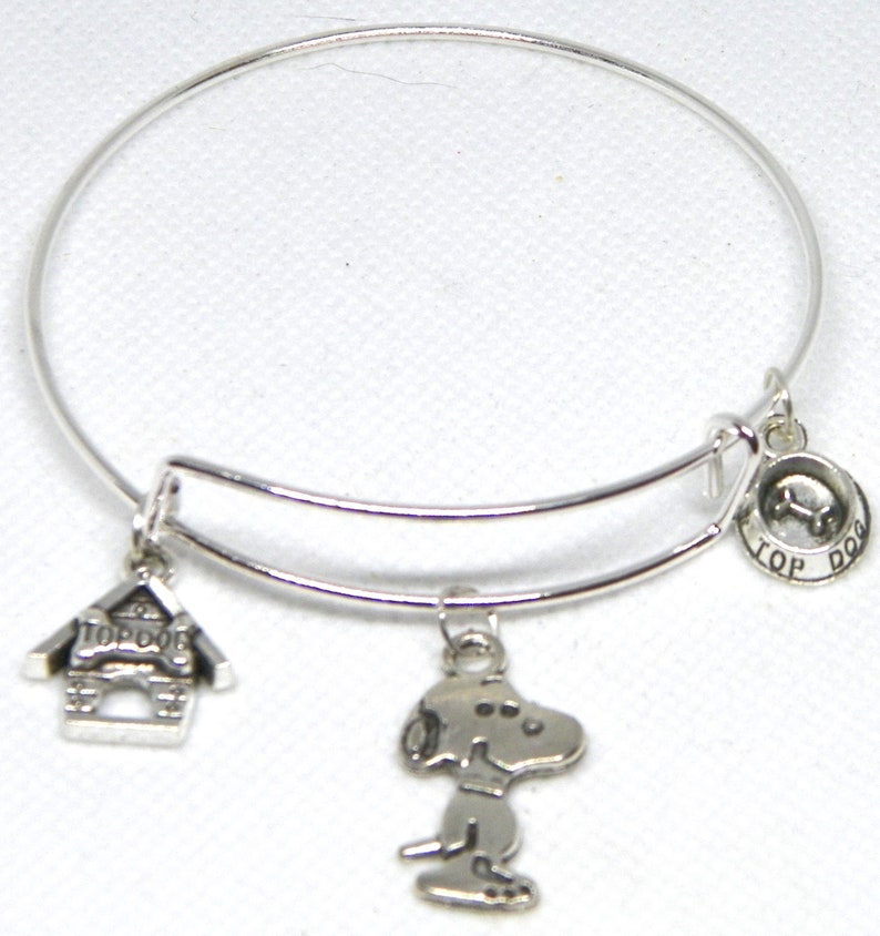 Snoopy Bangle Charm Bracelet - Etsy