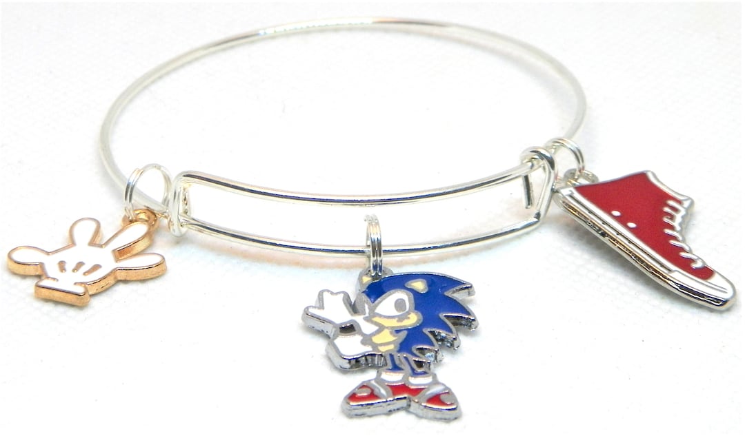 Sonic Hedgehog Bangle Charm Bracelet - Etsy