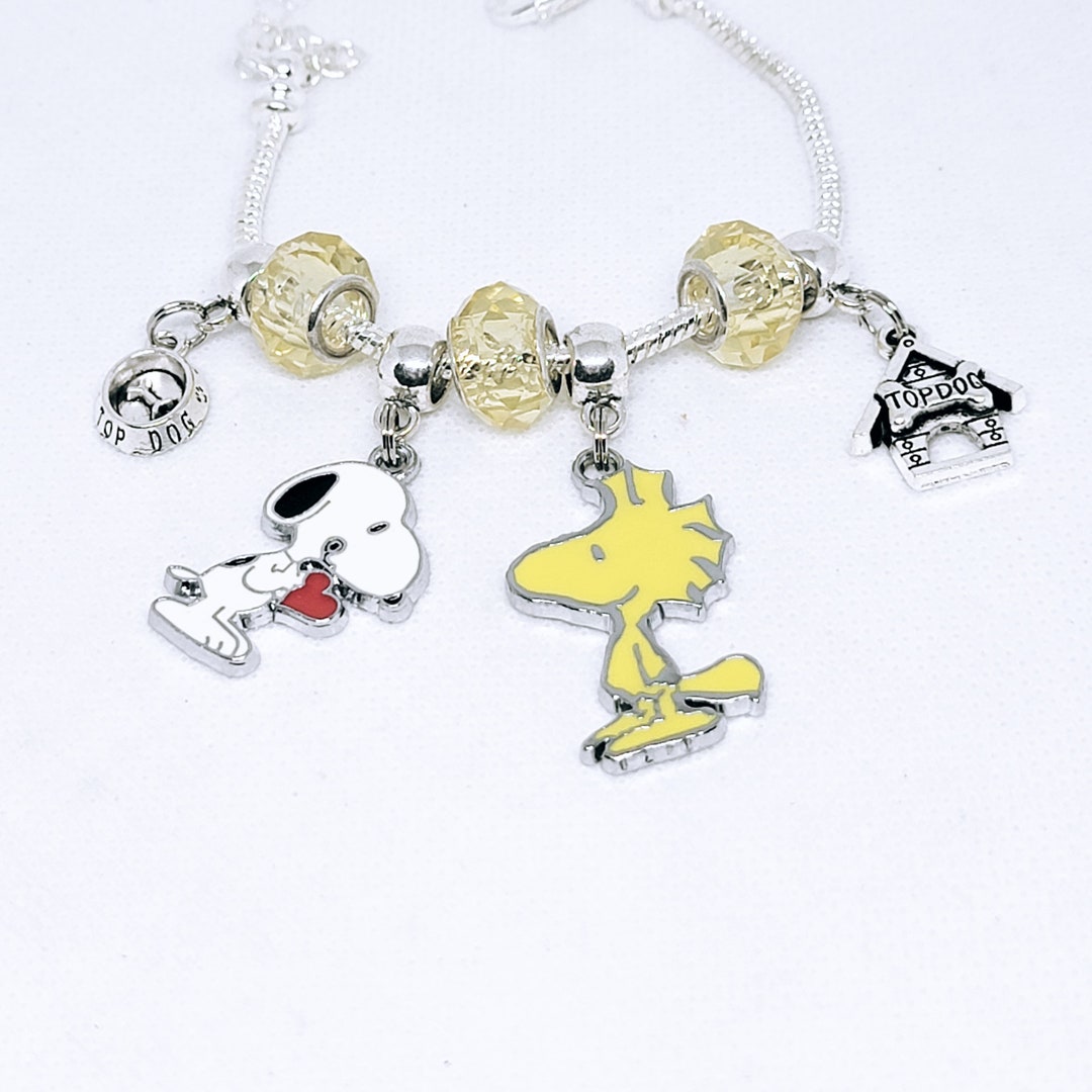 Snoopy and Woodstock Snake Chain Charm Bracelet - Etsy Canada