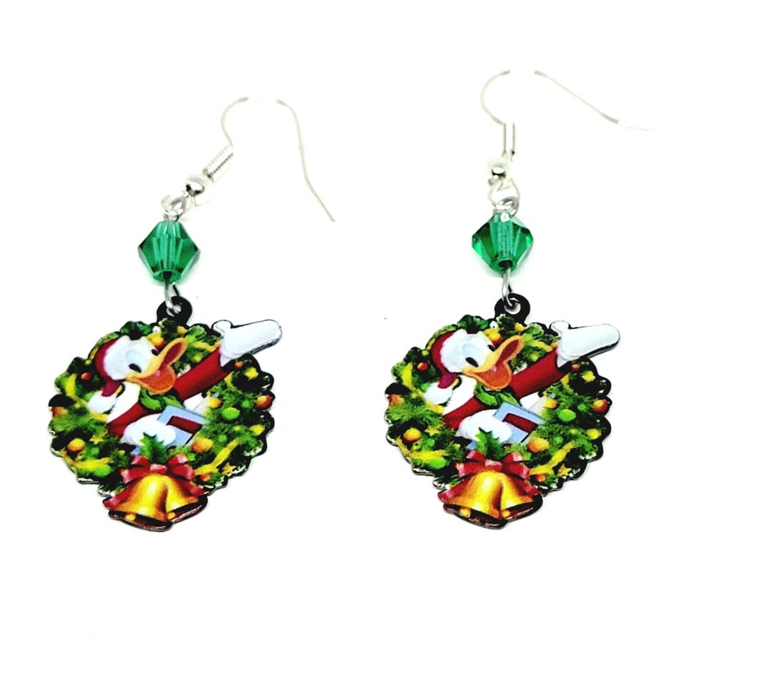 Santa Donald Duck Dangle Drop Earrings - Etsy