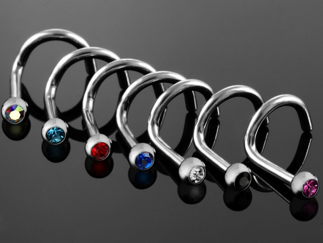 Nose Screw Titanium Nose Piercing With Gem Crystal - 20G/18G/16G Nose ...