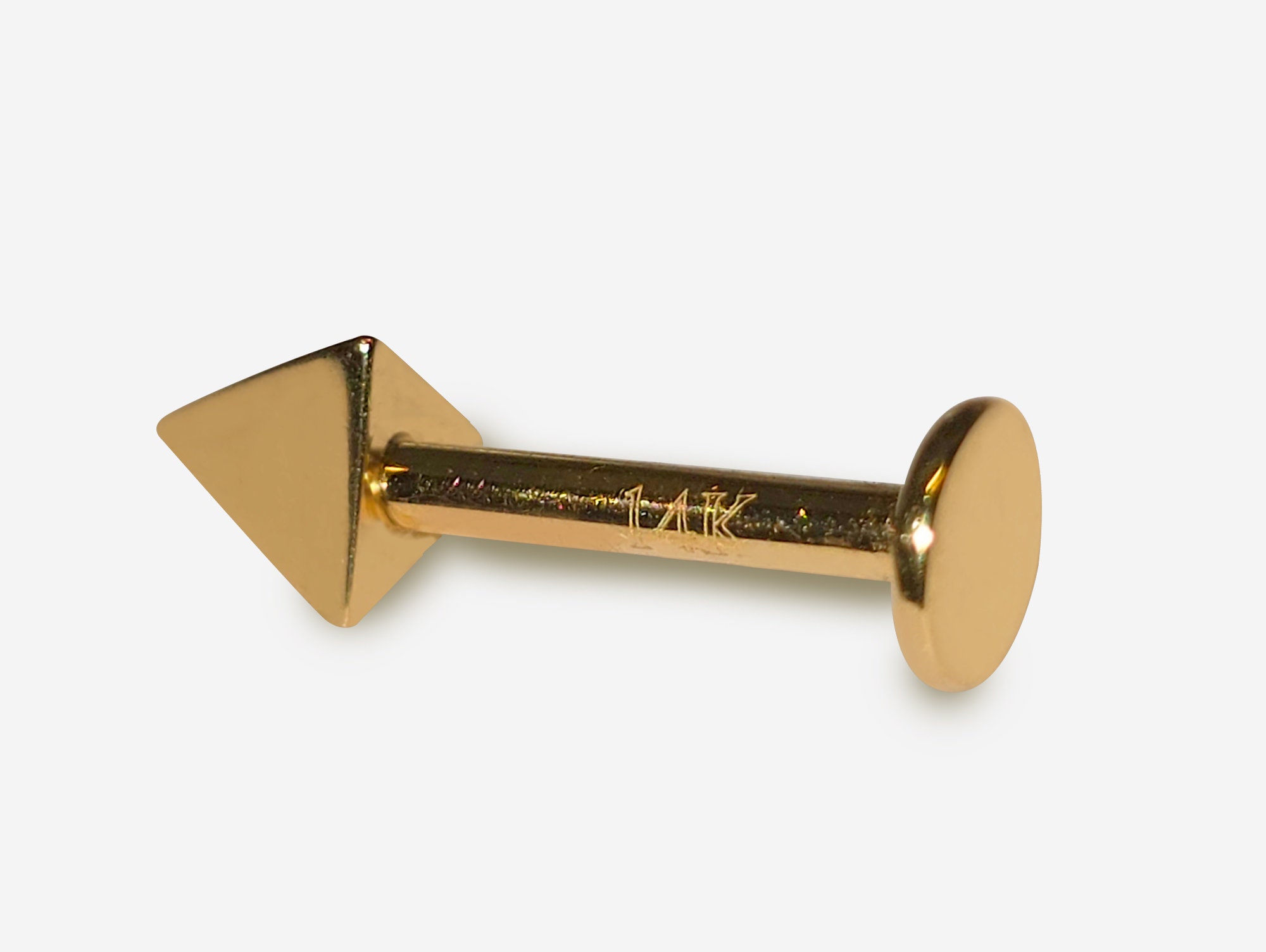 14K Gold Spike Pyramid Labret Stud Lip Jewellery, Lip Piercing Tragus ...