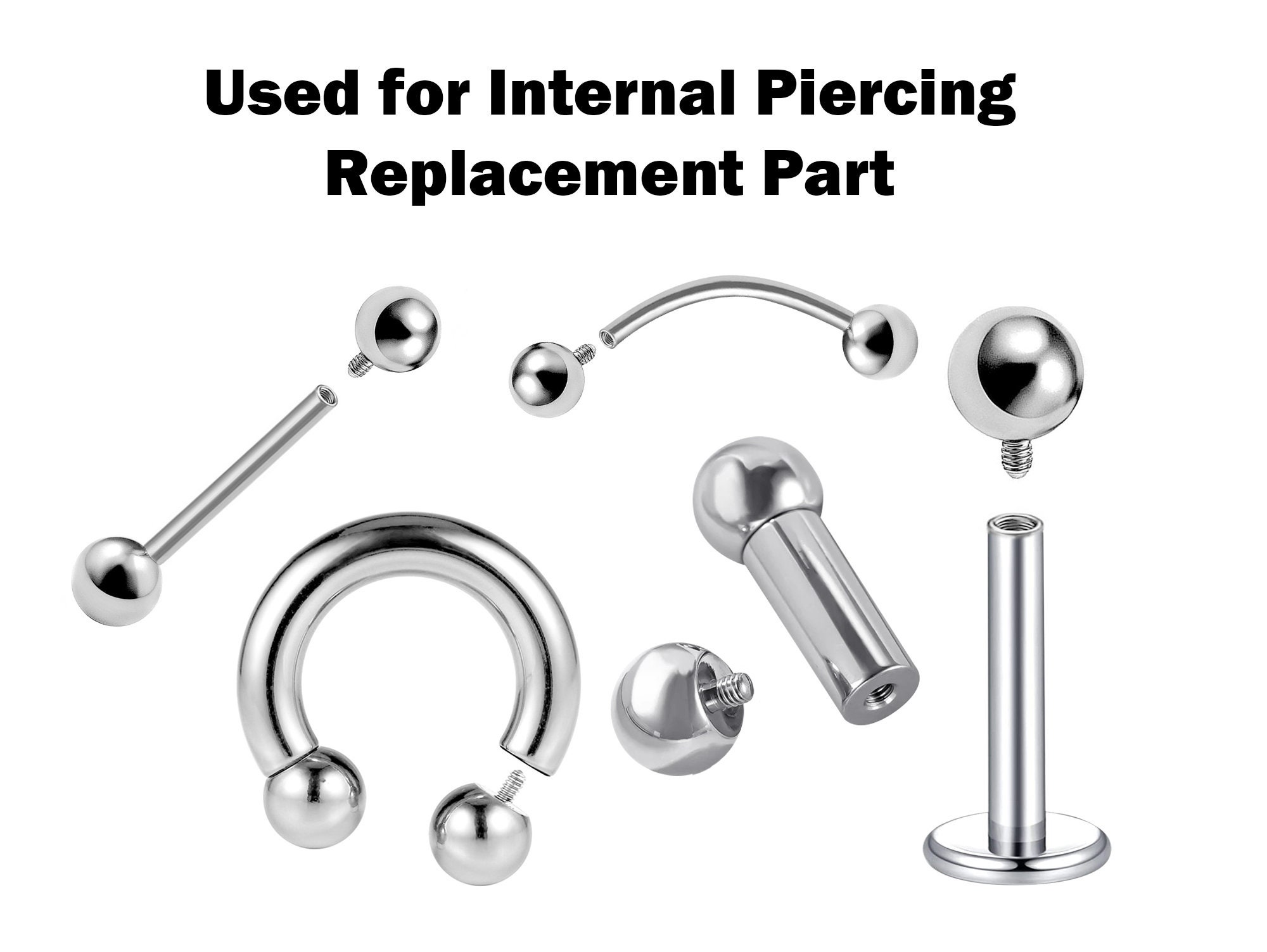 Titanium Internal Threaded Piercing Ball: 16G to 00G Replacement Part ...
