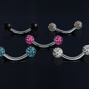 Vertical Lip Piercing With Disco Ball Crystal Body Jewelry Eyebrow ...