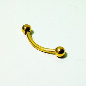 14K Real Gold Curved Barbell Piercing, Lip Barbell, Eyebrow Piercing ...