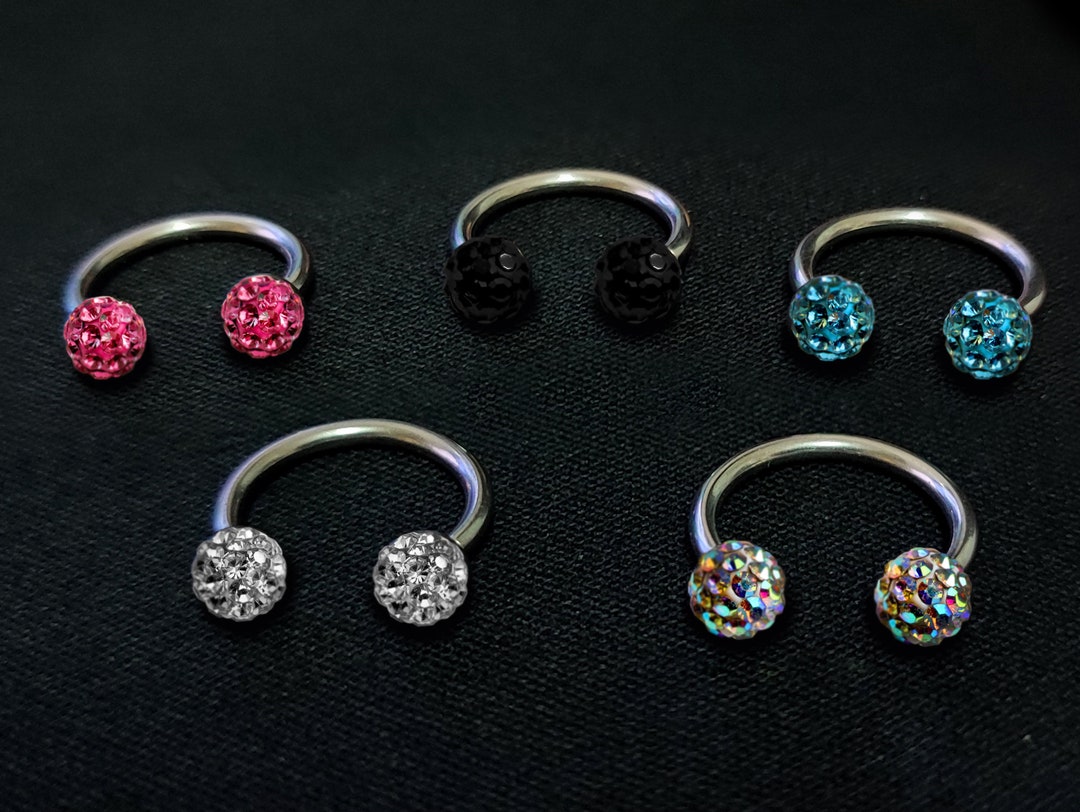 Titanium Horseshoe Septum Ring: Disco Ball Crystal Body Piercing - Etsy