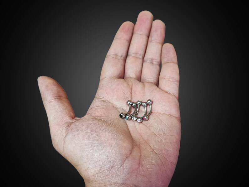 Curved Bar Piercing With Double Gem Crystal Body Jewelry - Etsy