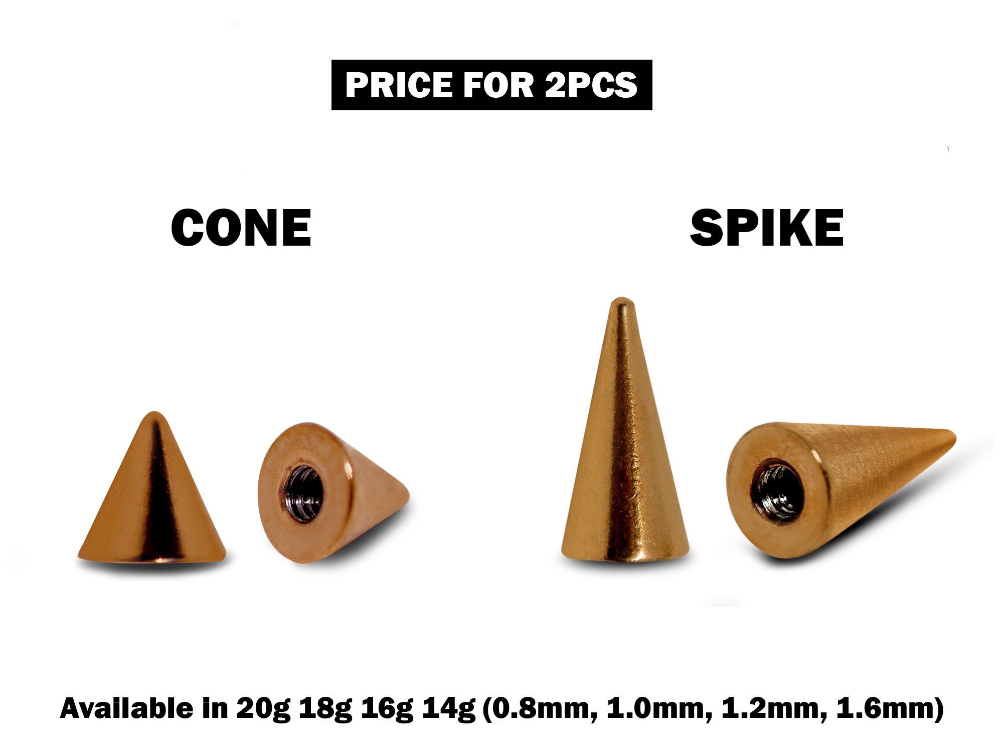 Surgical Steel Spike Cone: Externally Threaded Piercing Attachment ...