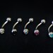 Curved Bar Piercing With Double Gem Crystal Body Jewelry Vertical ...