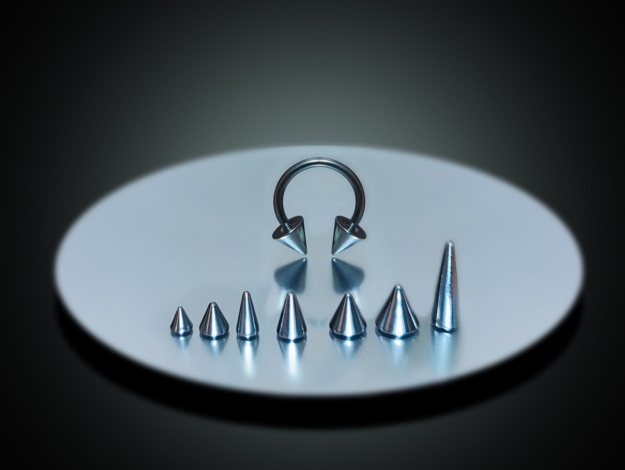 Septum Spike Piercing, Titanium Cone/spike Horseshoe Ring 18G 16G 14G ...