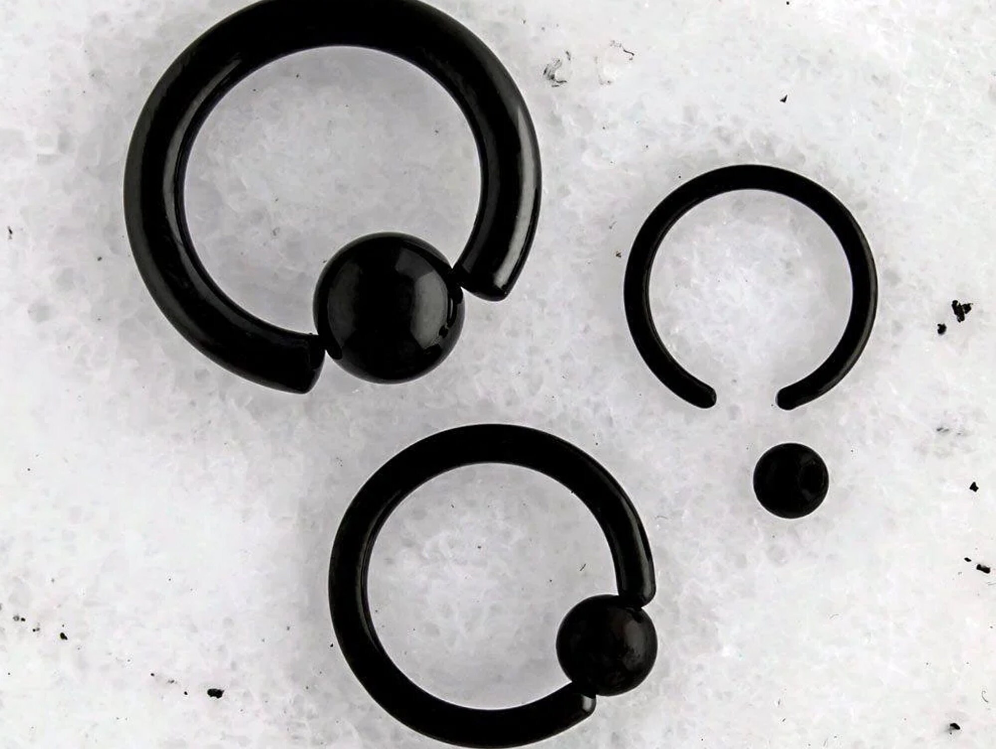 Black Septum Ball Hoop Captive Ring, Closure Ball and Spring Ball BCR ...