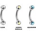 Curved Bar Piercing With Double Gem Crystal Body Jewelry Vertical ...