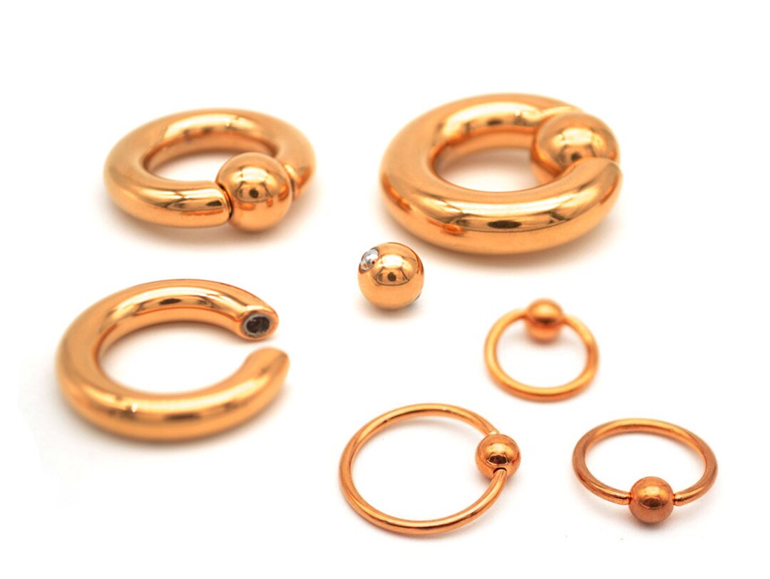 Rose Gold Titanium Septum Ring: Ball Closure Body Piercing (18G-00G) - Etsy
