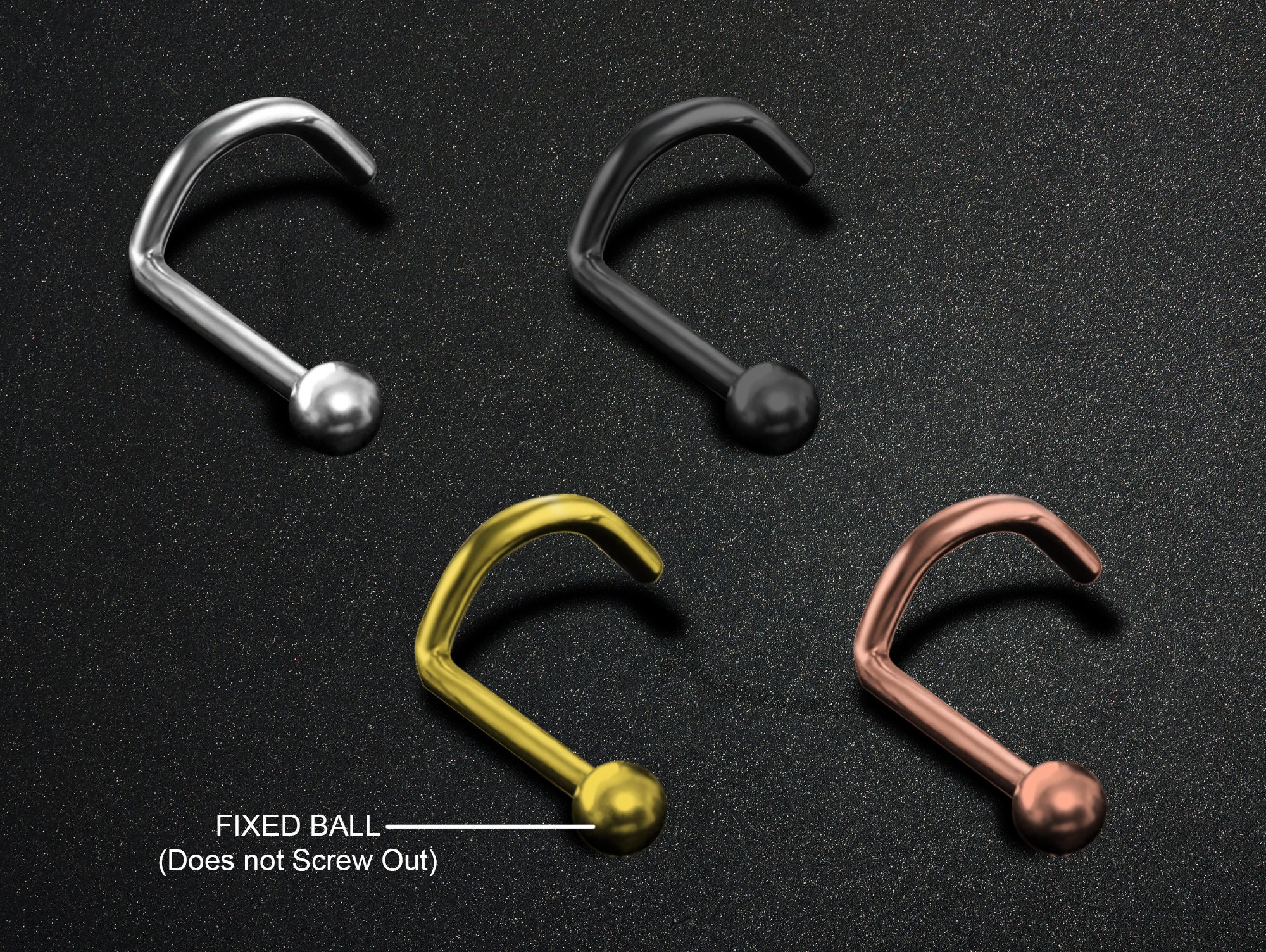 Titanium Fixed Ball Nose Screw: 18G Nostril Piercing - Etsy
