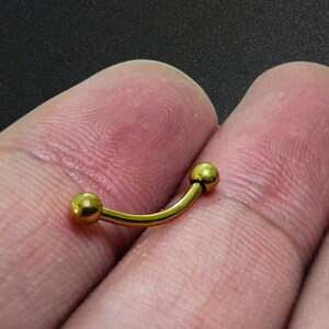 14K Real Gold Curved Barbell Piercing, Lip Barbell, Eyebrow Piercing ...